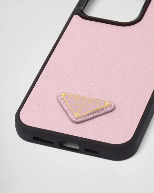 Prada Saffiano Leather Iphone 13 Pro Cover - Alabaster Pink
